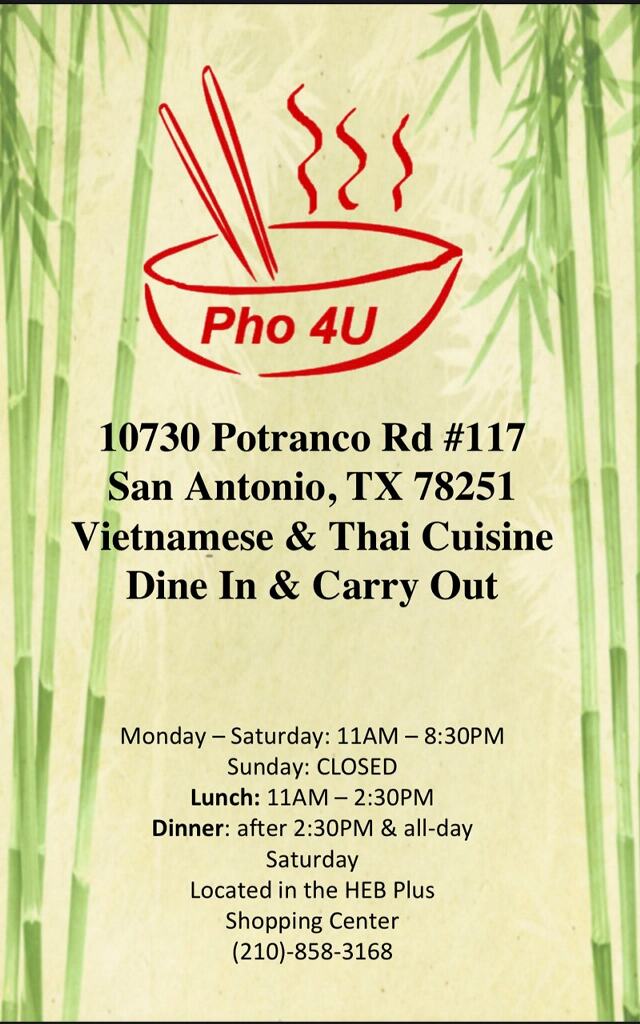 Pho 4U Menu