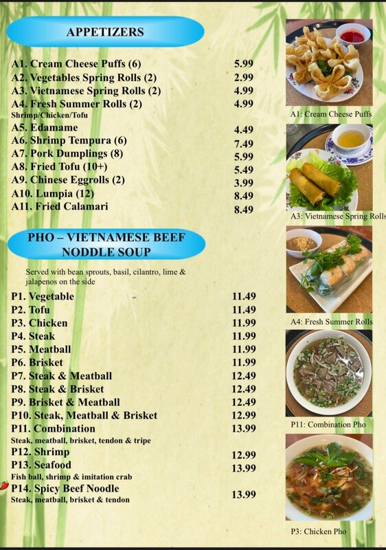 Pho 4U Menu